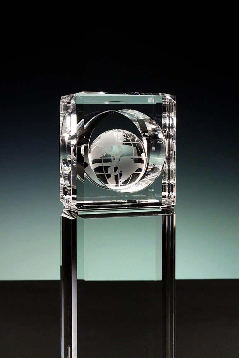 Unique Crystal Globe Award | Atlas | Glassical Designs Crystal Trophies